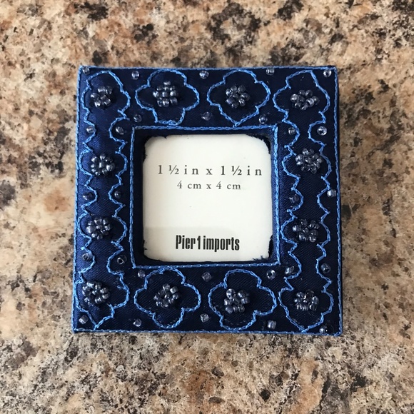 Pier 1 | Accents | Pier One Blue Embellished Sequence Frame 5x15 | Poshmark
